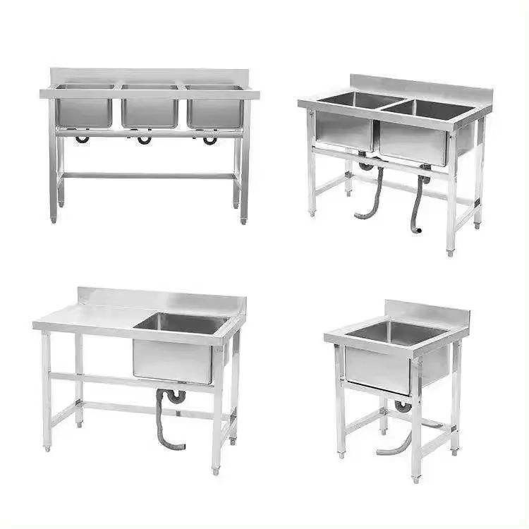 201 304 stainless steel commercial kitchen utility sink with drainboard ...