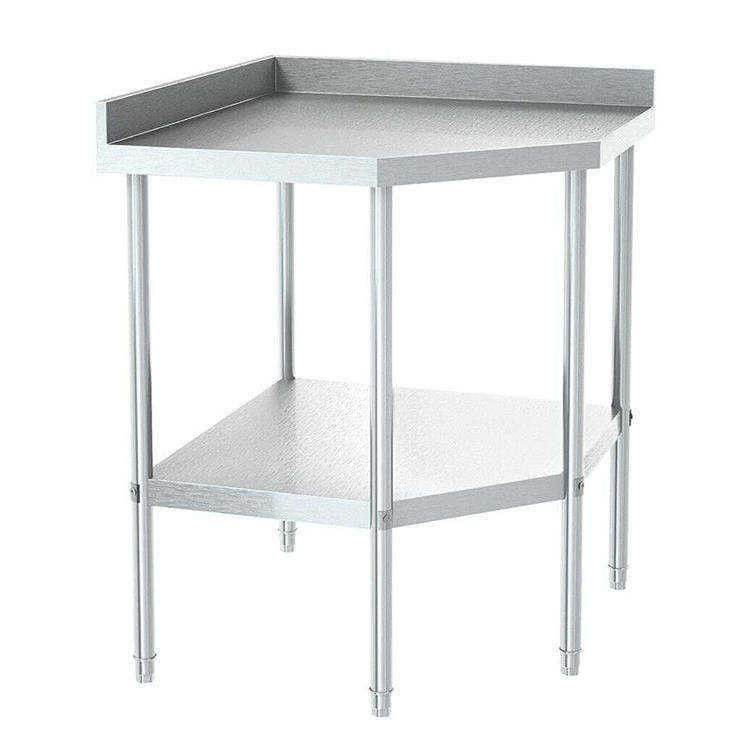 2 Layers Stainless Steel Corner Pentagonal Work Table With Backsplash ...