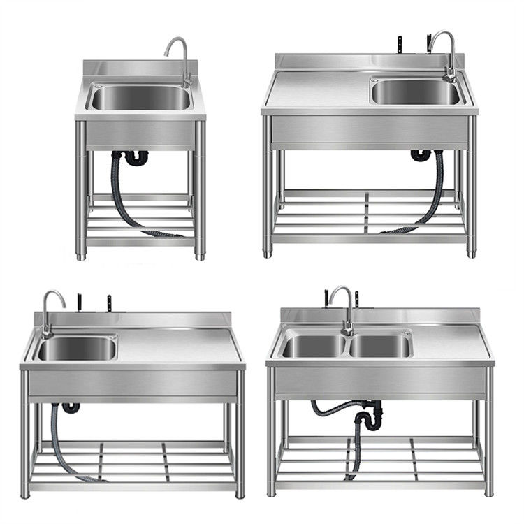 Free Standing One Compartment Commercial Sink 304SS Polished Commercial ...